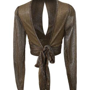 Tops | Metallic Mesh Gold Top | Poshmark